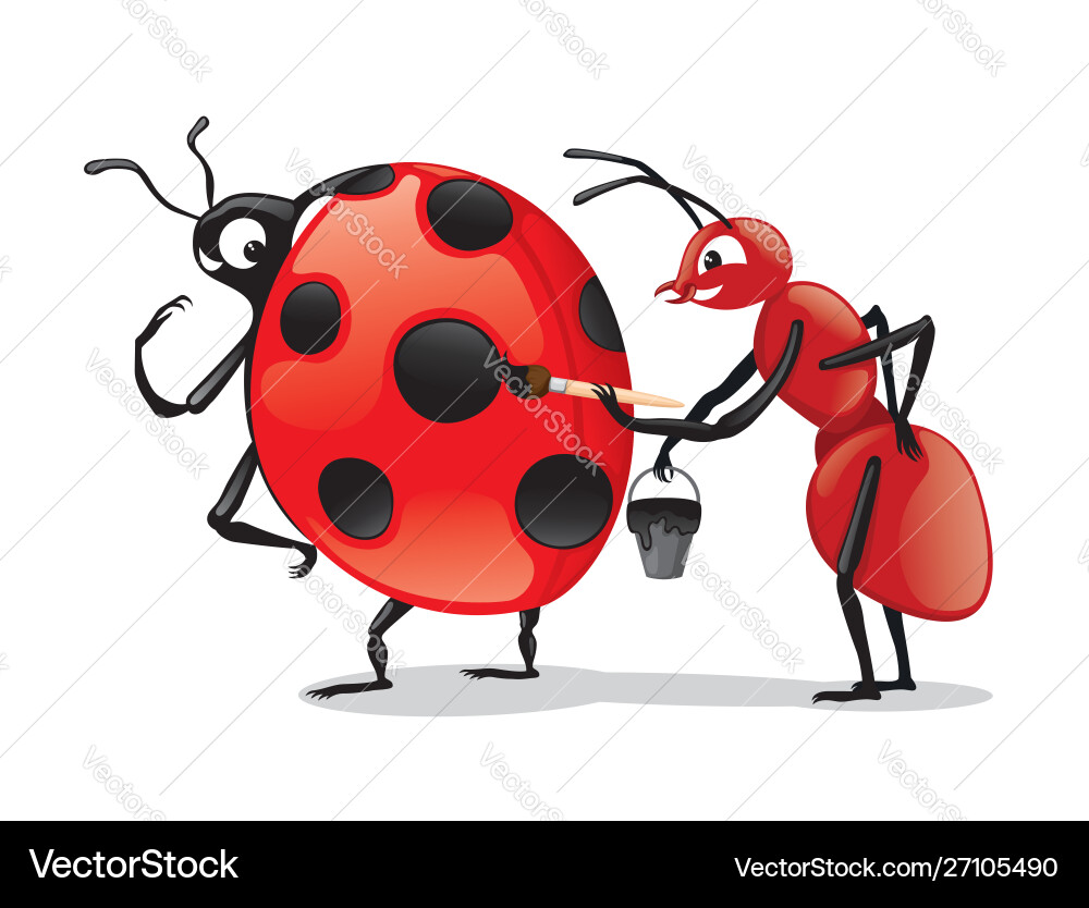 Red ant and ladybug Royalty Free Vector Image - VectorStock