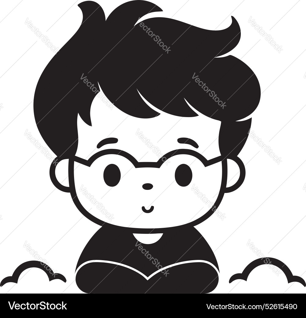 Sweet sprite toddler face in black precious pixie Vector Image