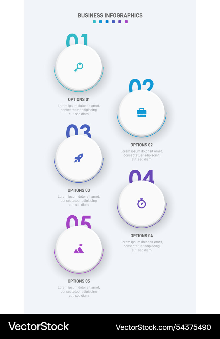 Vertical progress bar featuring 5 arrow-shaped Vector Image