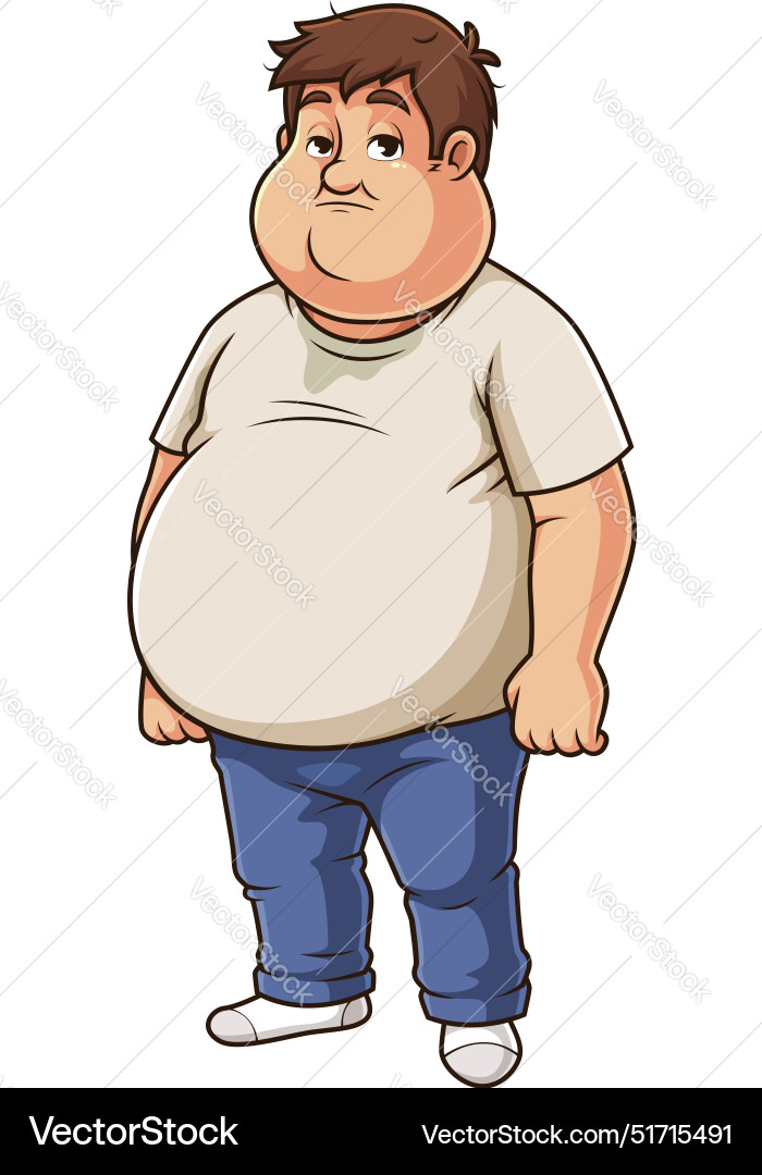 Chubby sloppy man cartoon Royalty Free Vector Image