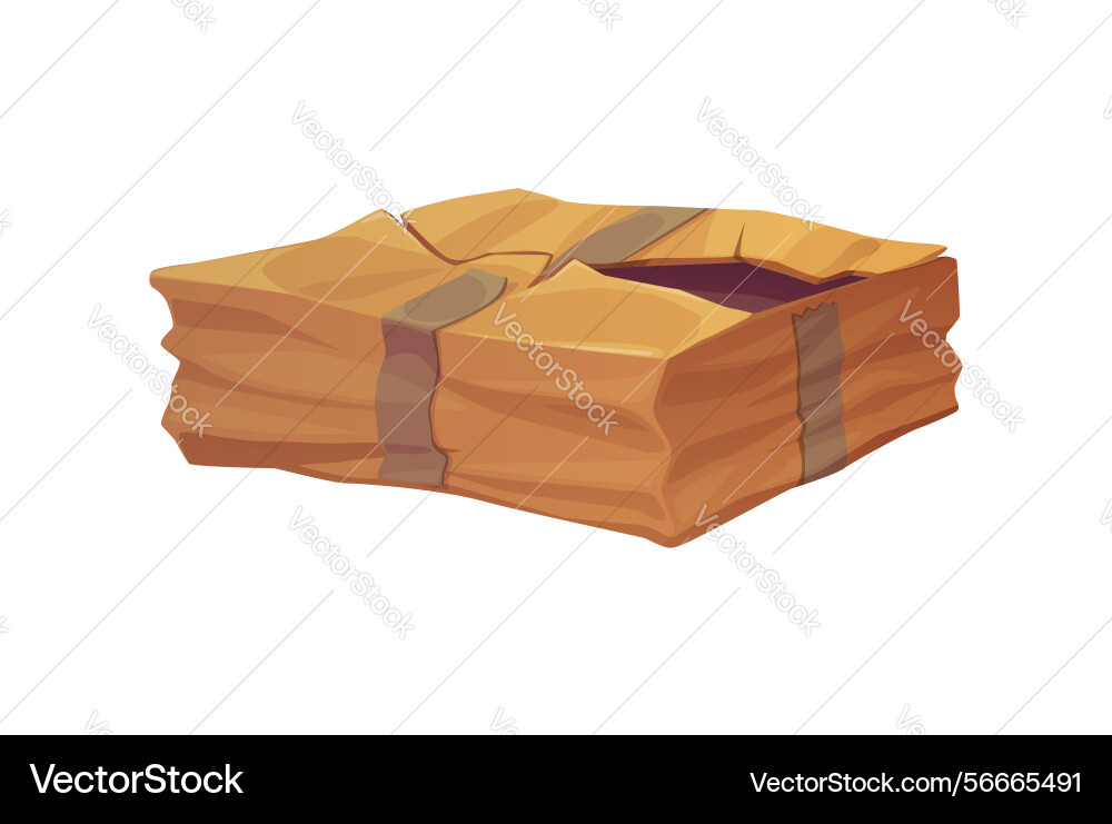 Damaged crumpled cargo delivery box or parcel Vector Image