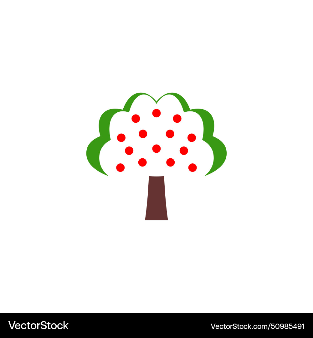 Red apple tree plant logo icon Royalty Free Vector Image