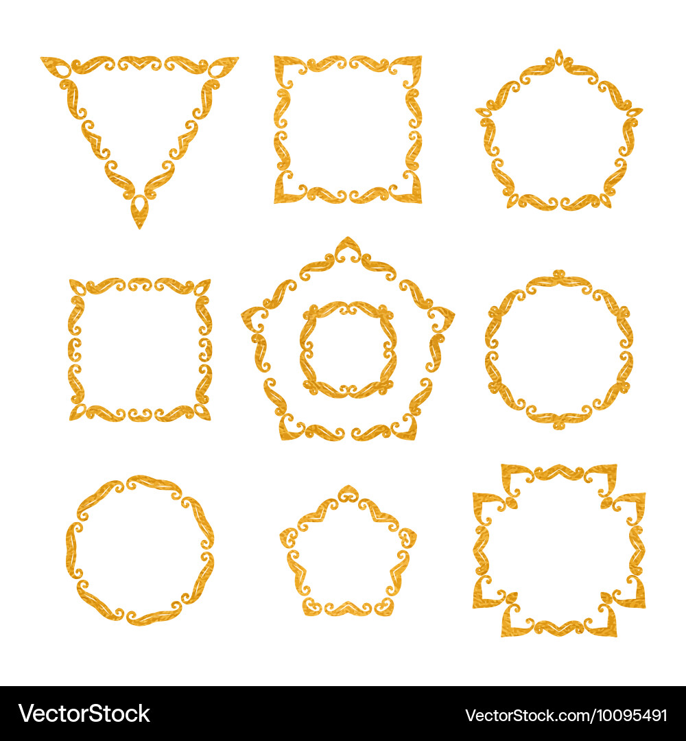 Retro Floral Gold Frame Set Royalty Free Vector Image