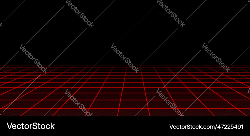 Retro futuristic red laser grid perspective Vector Image