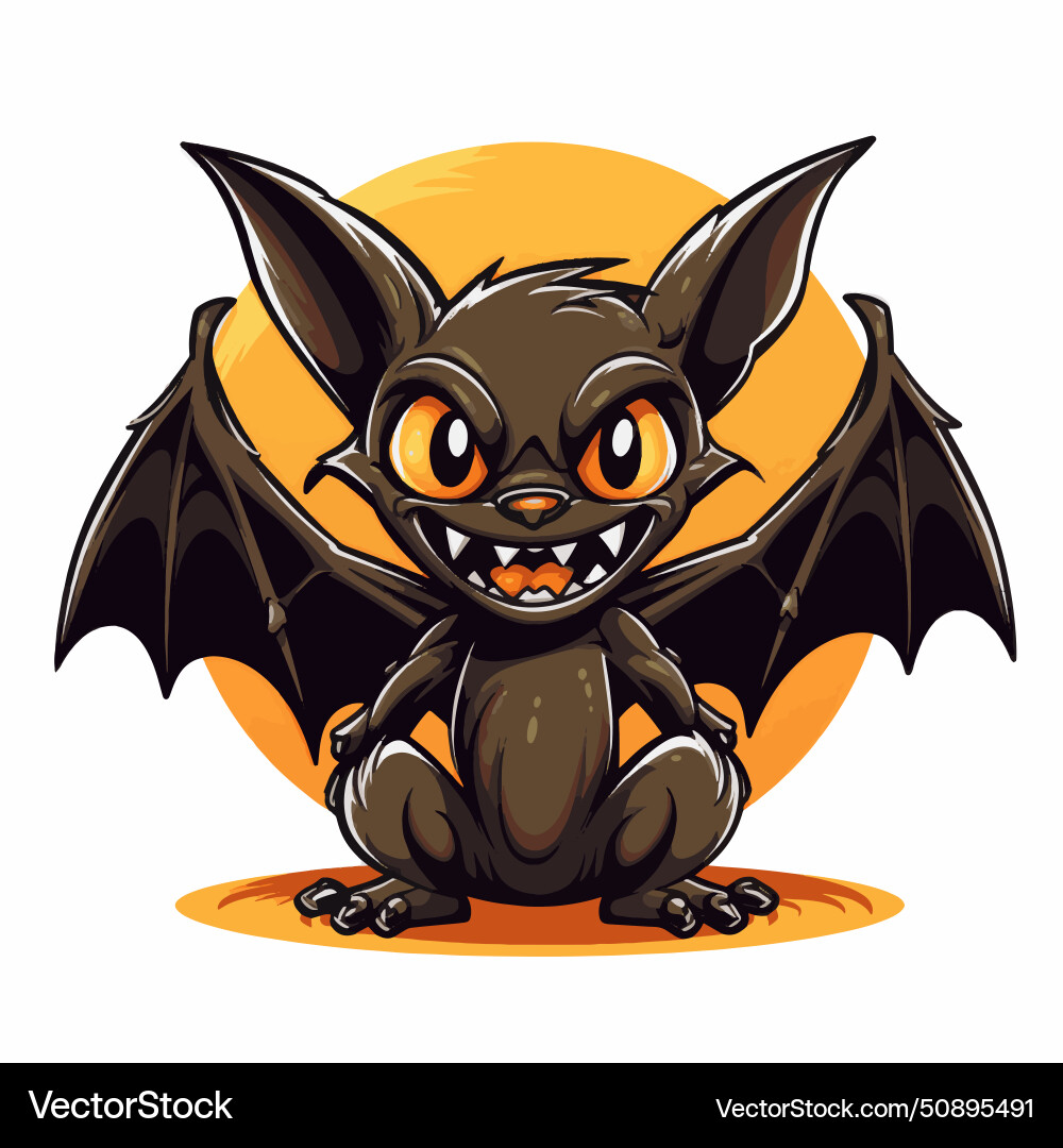 Whimsical monster bat cartoon Royalty Free Vector Image