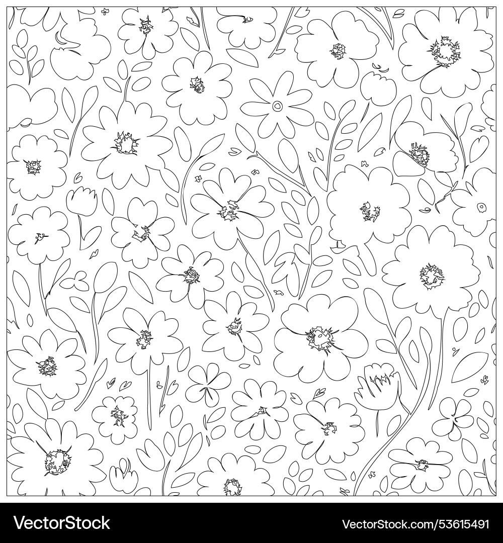 Wildflowers flower pattern outline sketch Vector Image