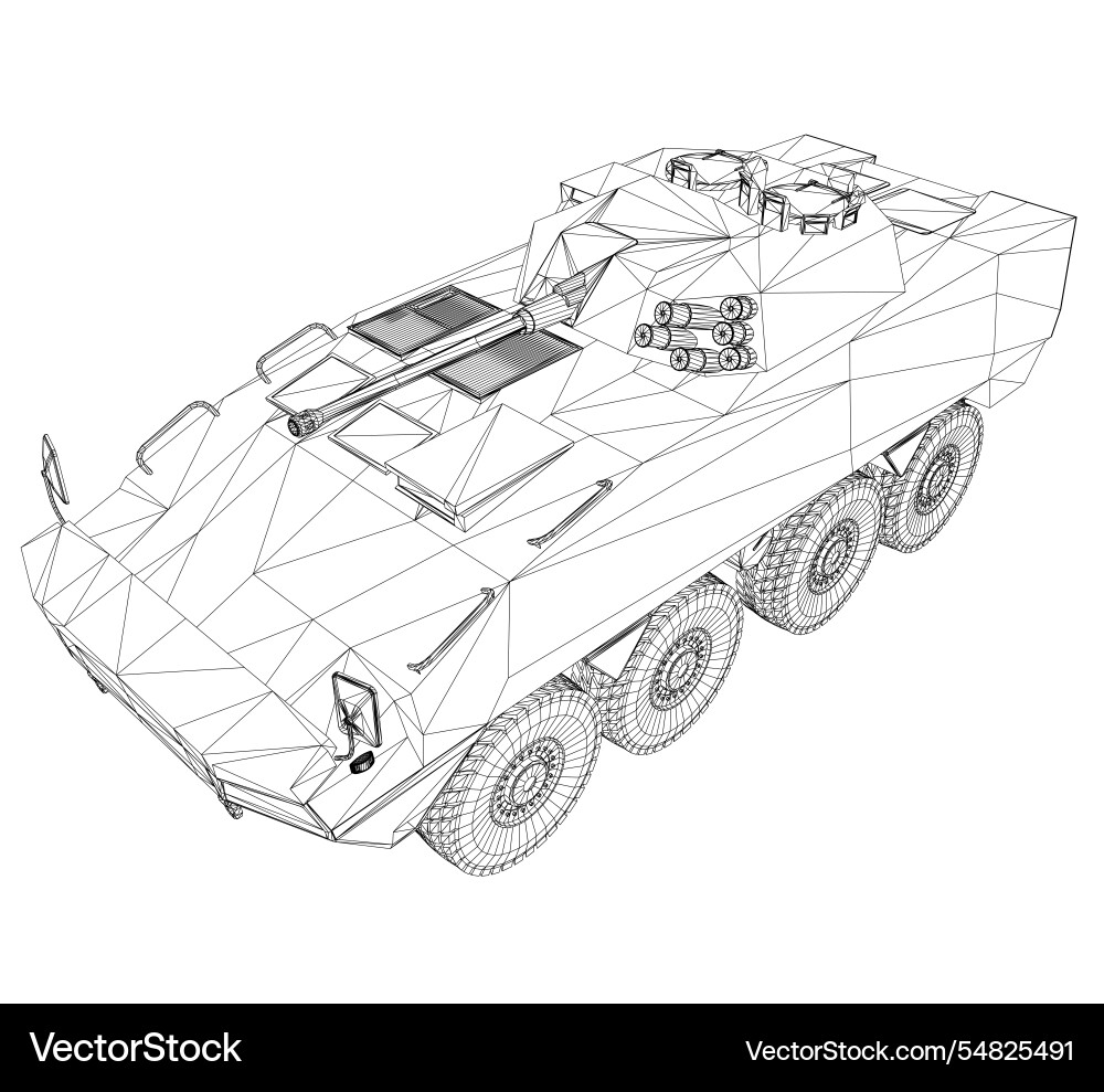 Wireframe armored troop carrier military Vector Image