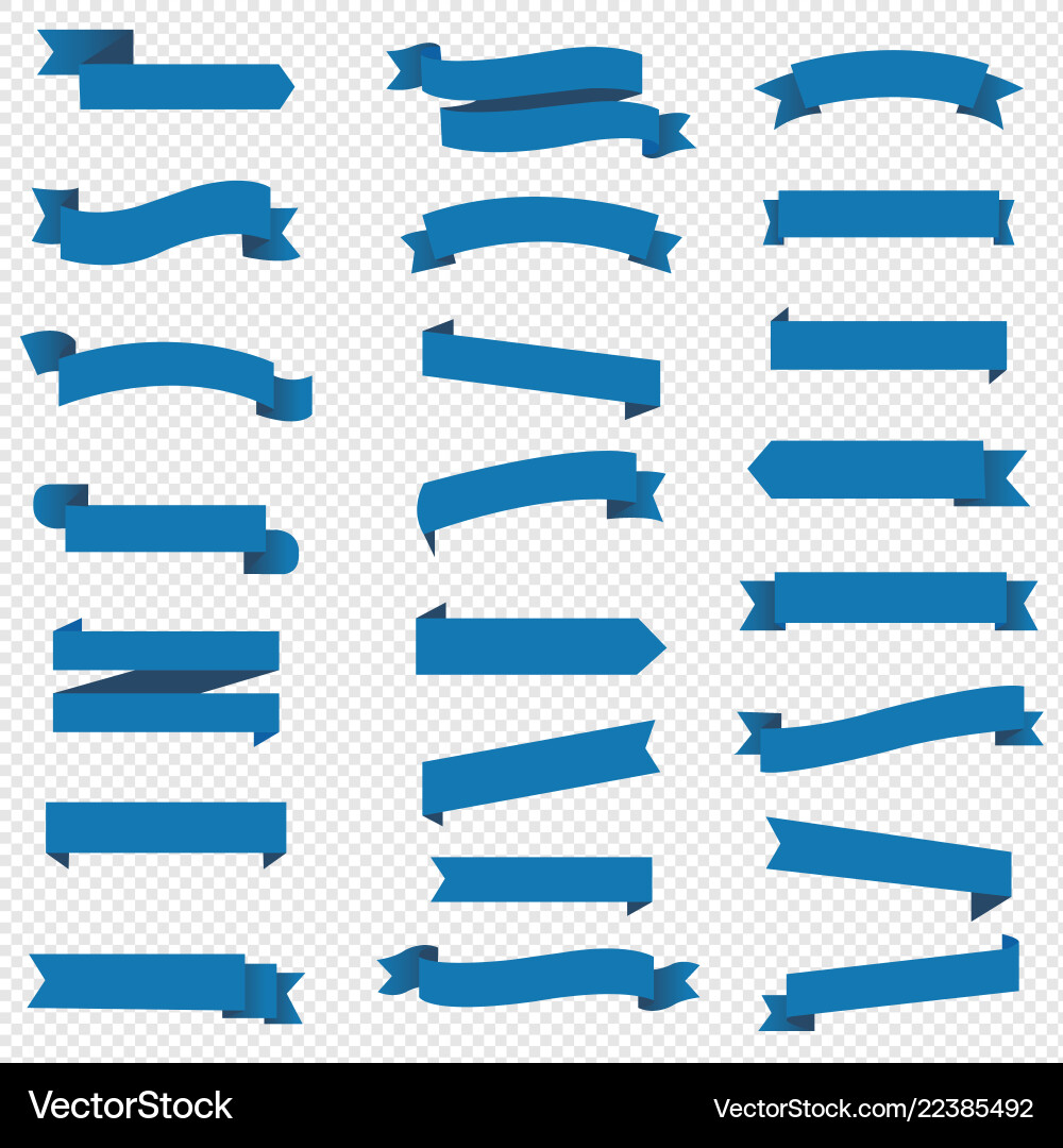 Blue ribbon set inisolated transparent background Vector Image