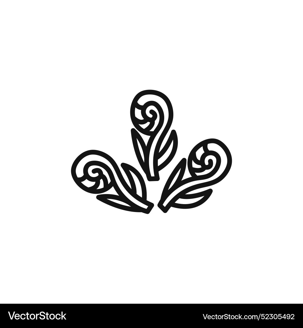 Fiddleheads icon outline collection in black Vector Image
