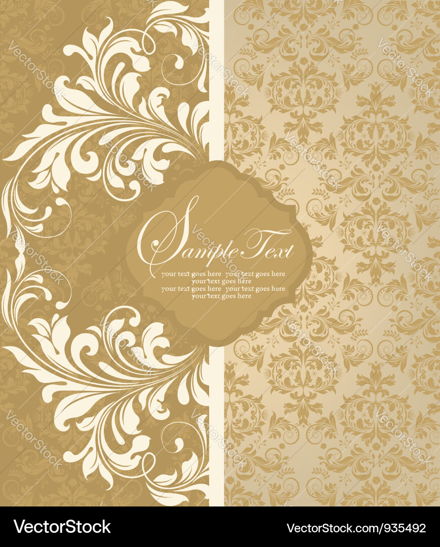 Floral Damask Invitation Royalty Free Vector Image