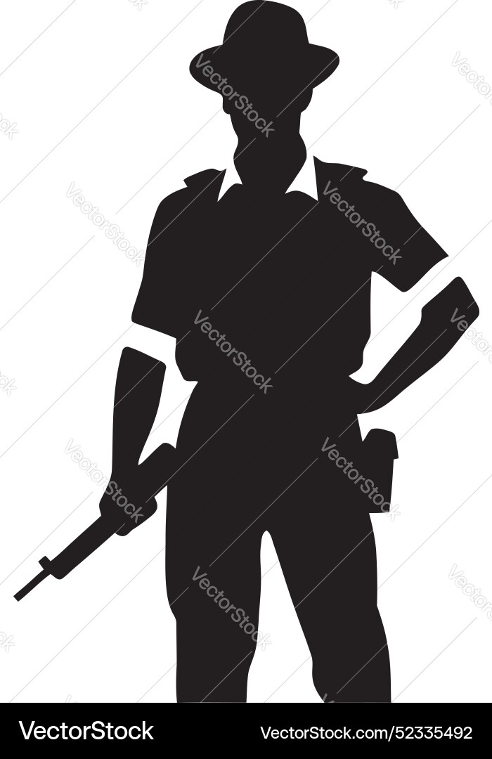 Gunslinger soldier emblem frontline firearm black Vector Image
