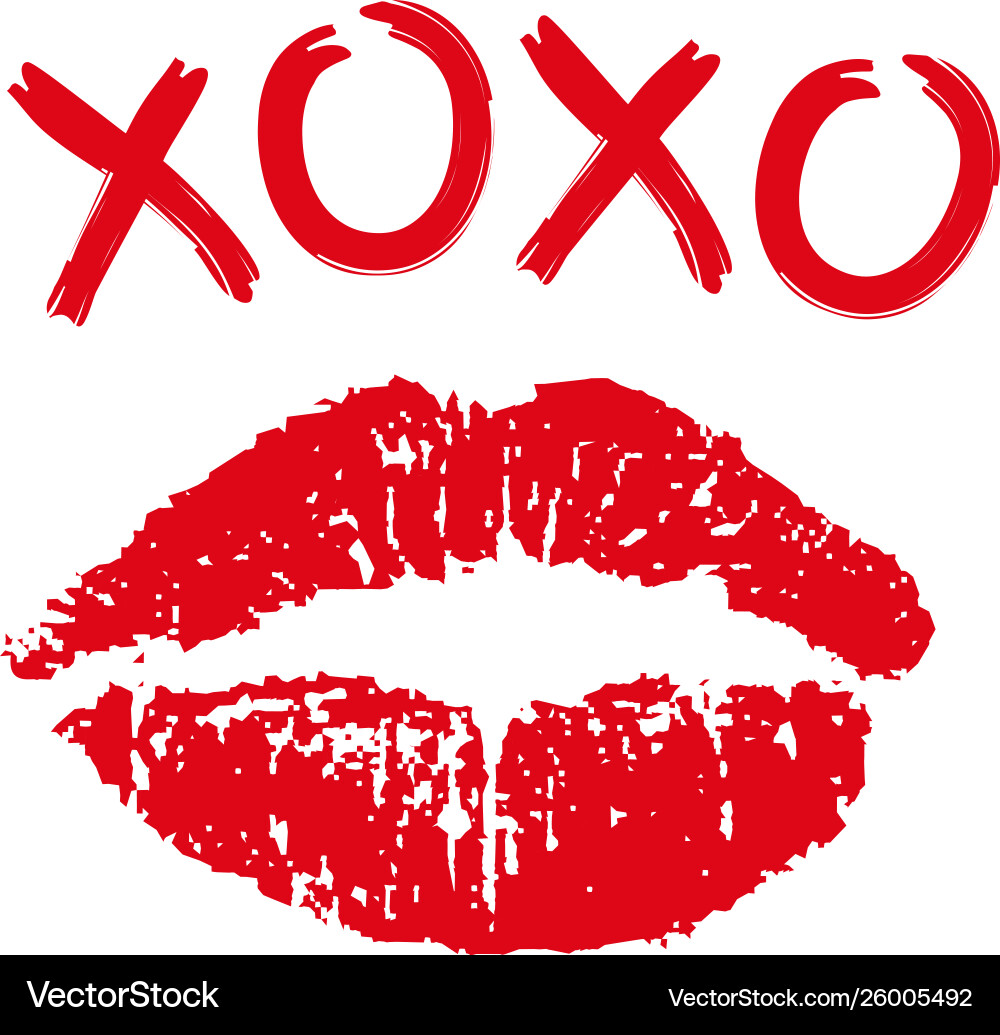 Lipstick kiss print white background Royalty Free Vector