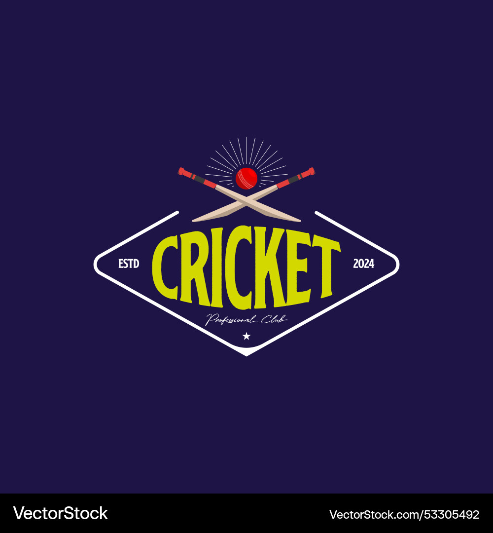 Simple emblem if cricket logo design graphic Vector Image