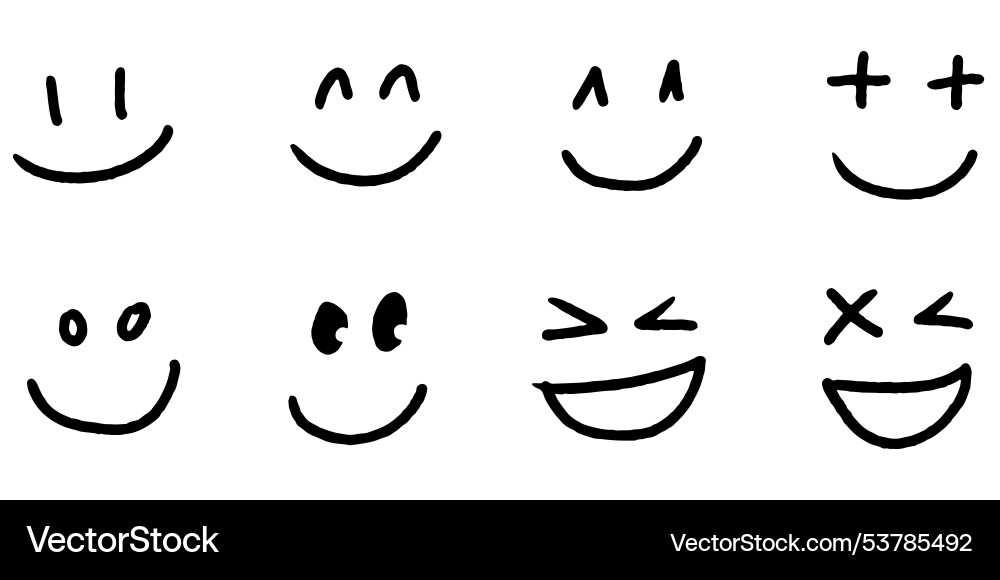 Smiling Doodle Face Icon Royalty Free Vector Image
