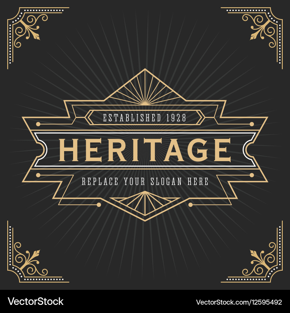 Vintage line frame design for labels Royalty Free Vector