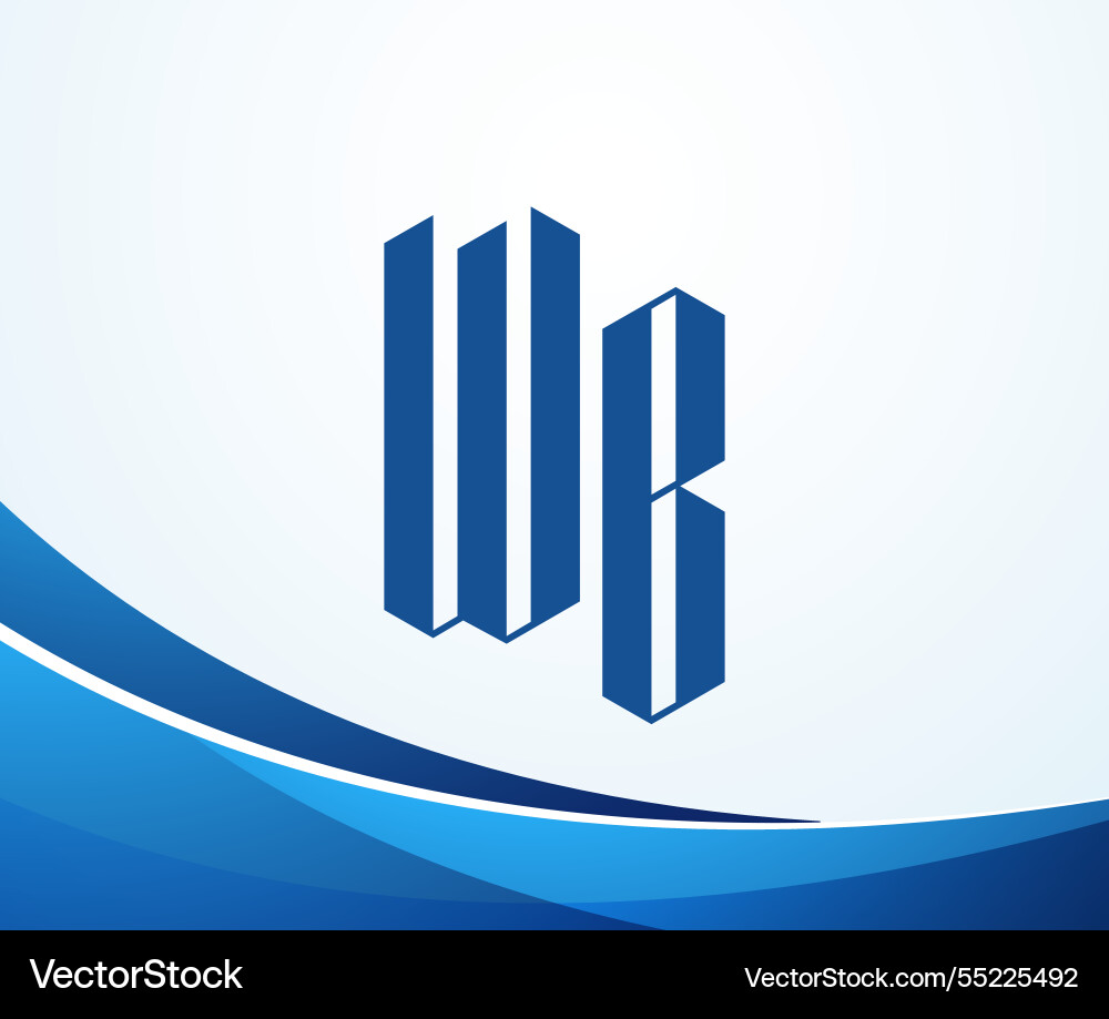 Wb alphabet letter logo design template elements Vector Image
