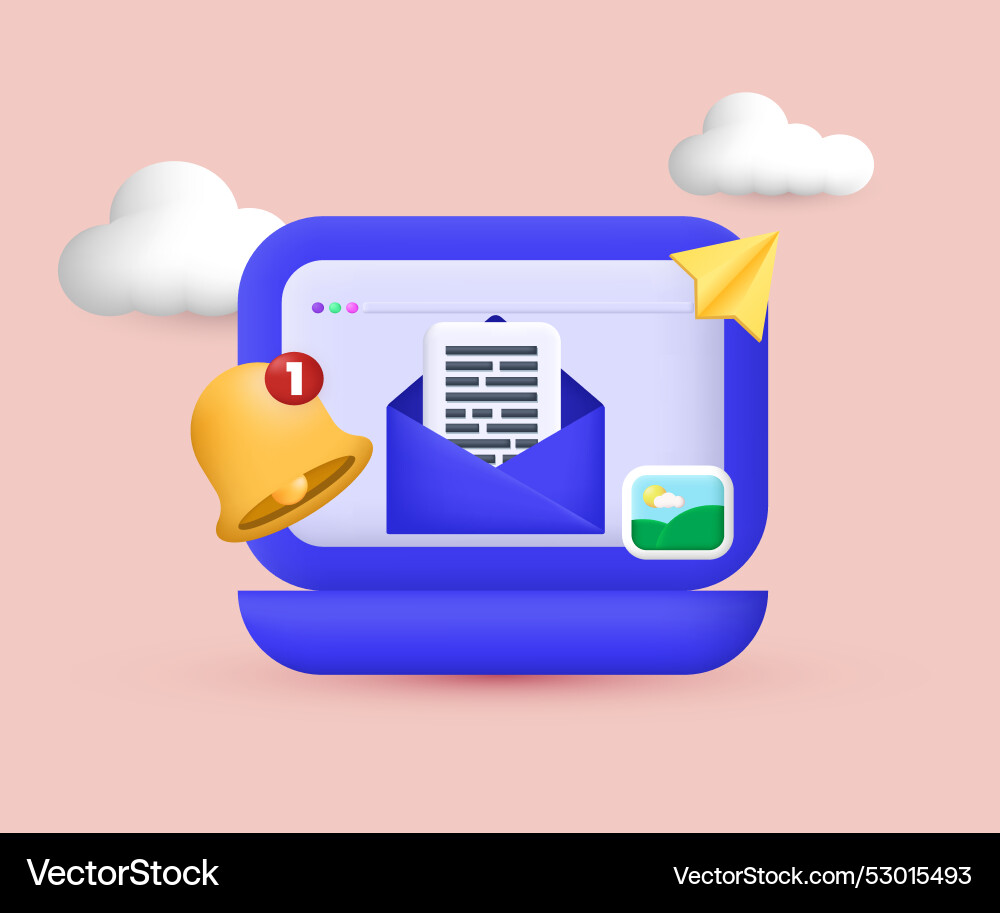 3d realistic subscribe newsletter concept design Vector Image