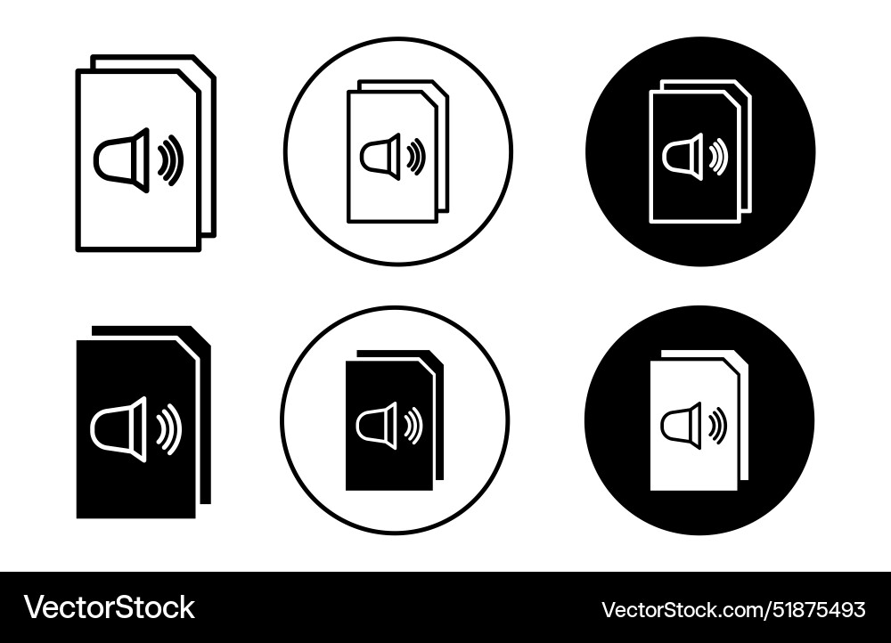 Audio file icon outline flat Royalty Free Vector Image