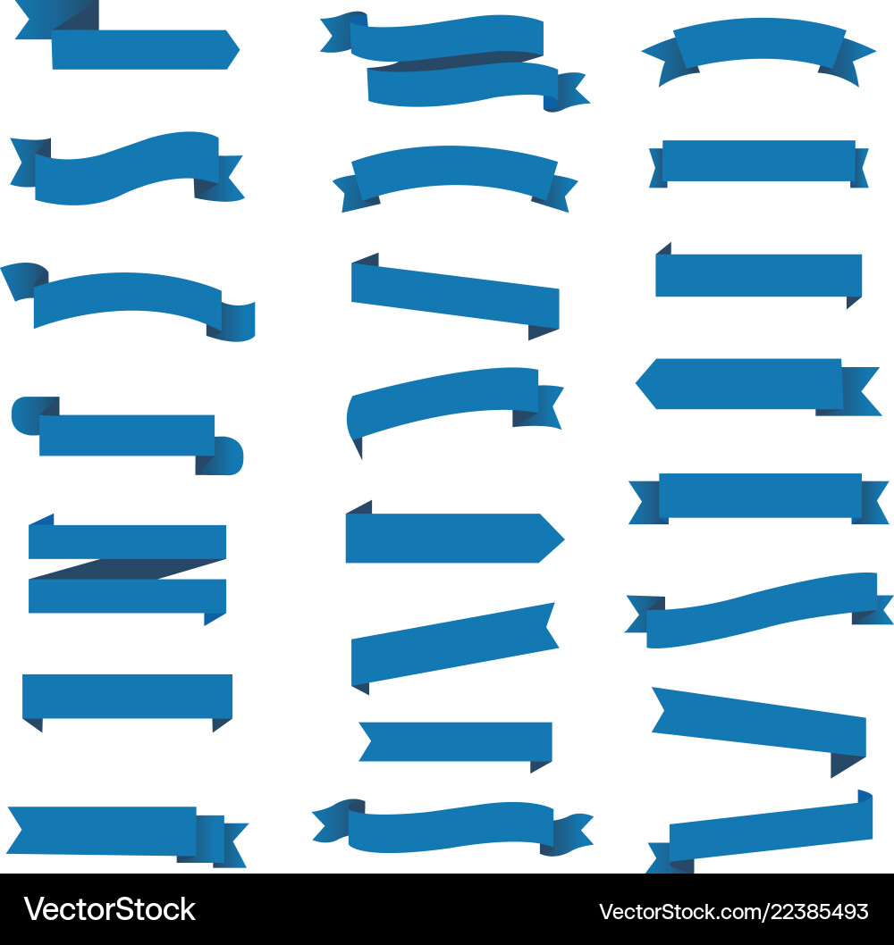 Elegant Blue Ribbon Set Royalty Free Vector Image