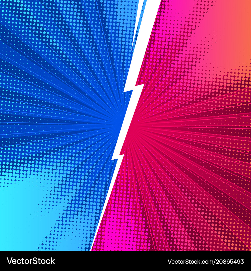 Fight comics style backgrounds with lightning Vector Image