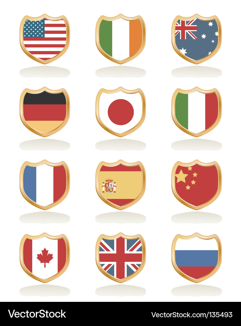Flag shields Royalty Free Vector Image - VectorStock