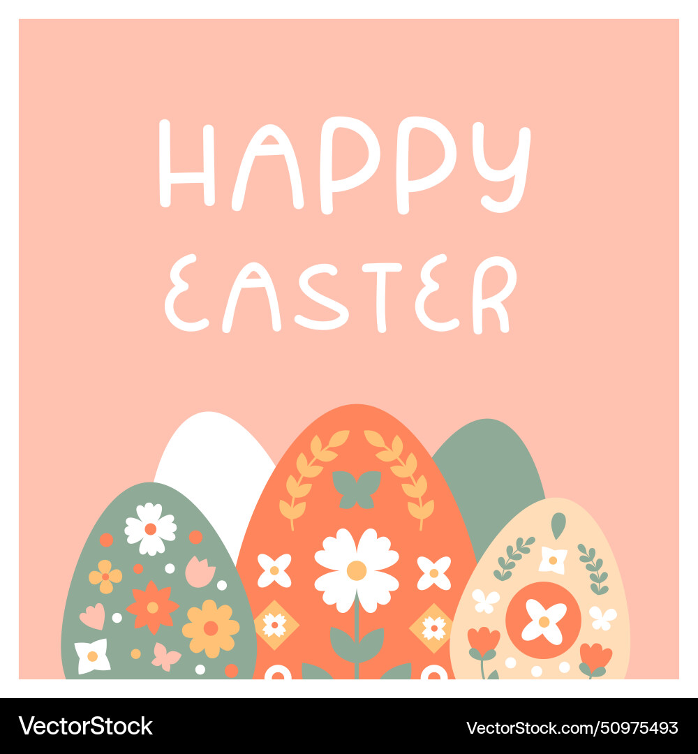 Happe easter card in folk style Royalty Free Vector Image