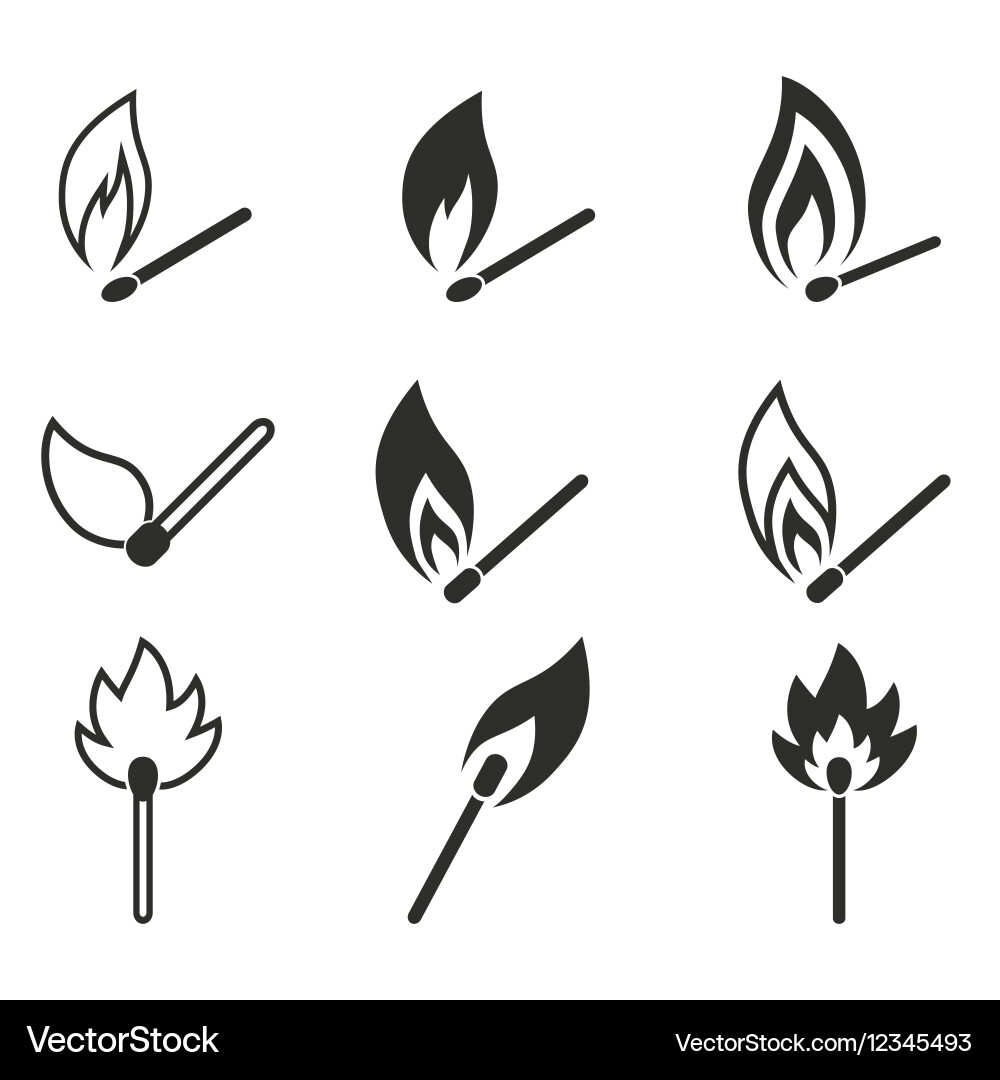 Matchstick Icon Set Royalty Free Vector Image - VectorStock