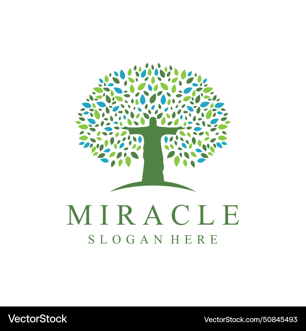 Miracle logo tree with people concept Royalty Free Vector