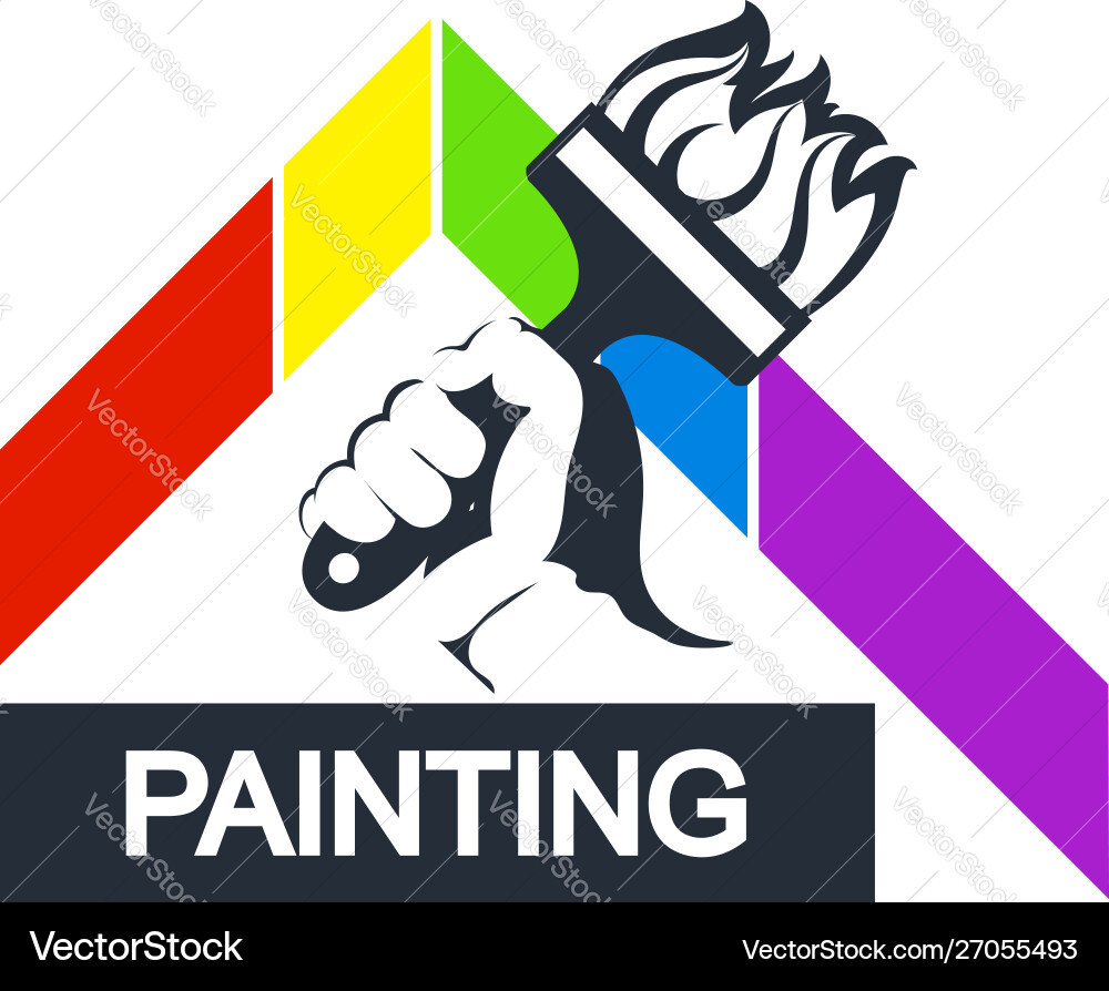 Painting brush in hand Royalty Free Vector Image