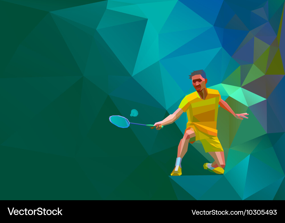 Polygonal professional badminton player Royalty Free Vector
