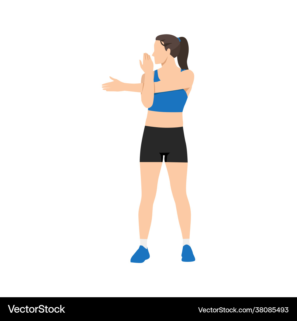 Woman doing shoulder stretch exercise Royalty Free Vector