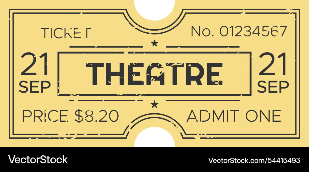 Yellow vintage theatre ticket for a show Vector Image