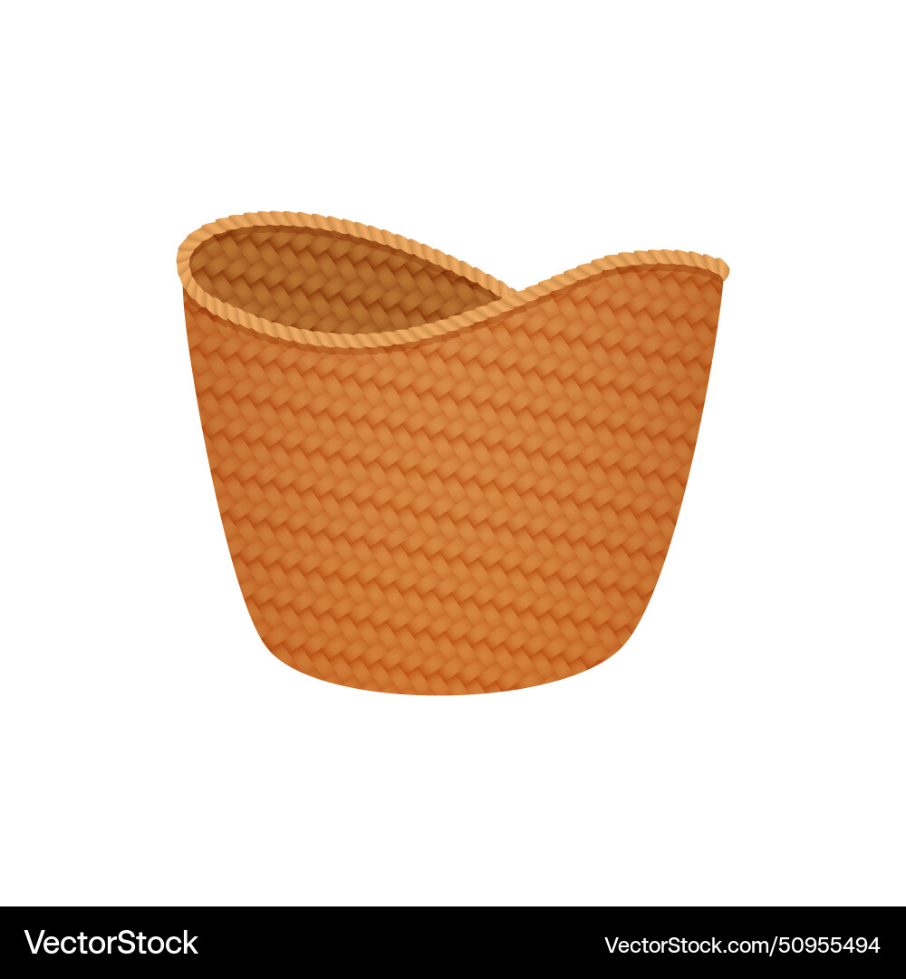 3d empty wicker basket with wavy edge and brown Vector Image
