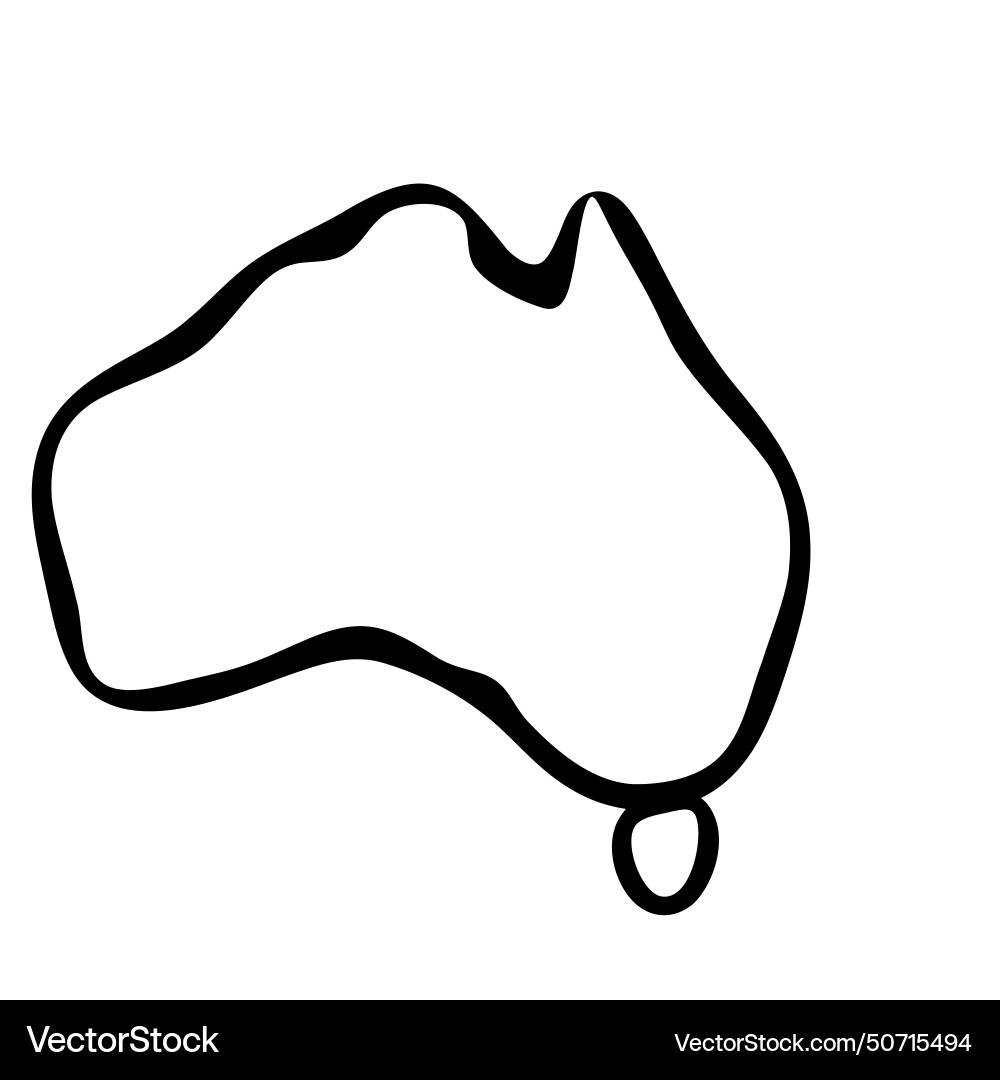 Australia simplified map Royalty Free Vector Image