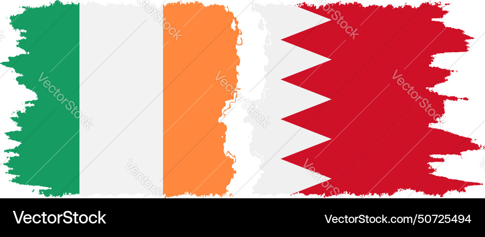 Bahrain and ireland grunge flags connection Vector Image