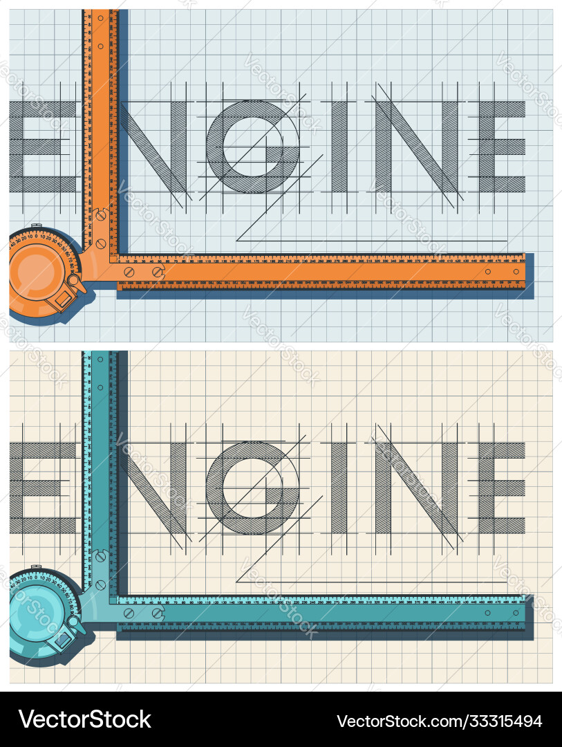Engineering drawing board composition Royalty Free Vector