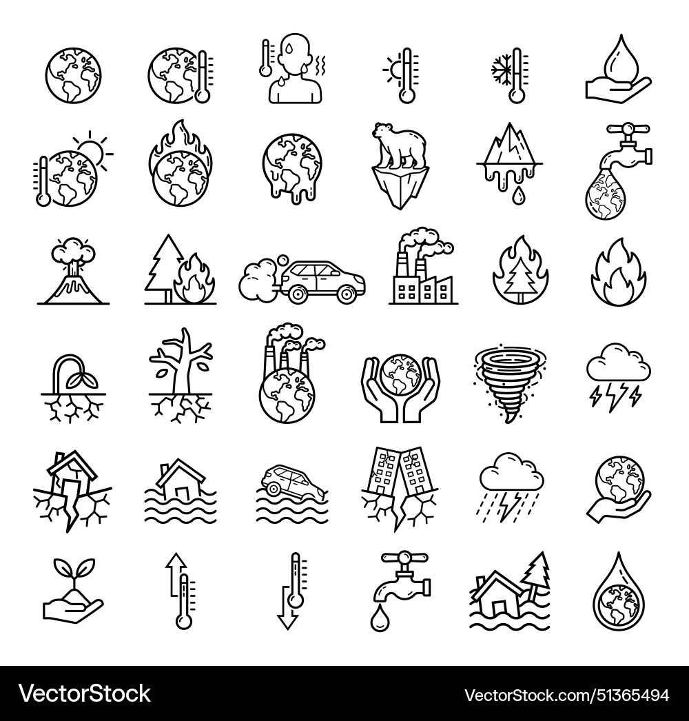 Global warming line symbol icon Royalty Free Vector Image