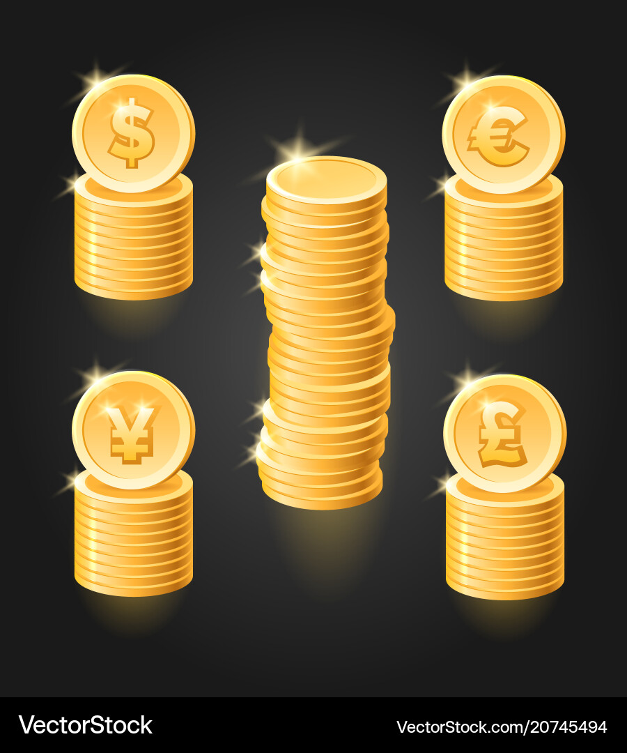 Gold coin stack Royalty Free Vector Image - VectorStock