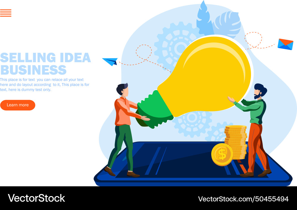 Man giving idea bulb to another concept Royalty Free Vector