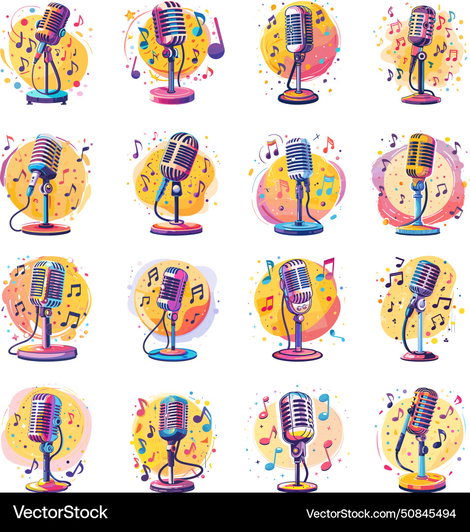Microphones cartoon color Royalty Free Vector Image