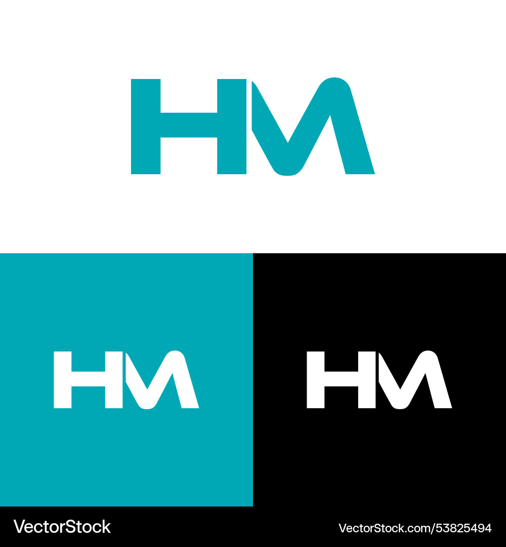 Minimalist initial lettermark hm brand logo Vector Image