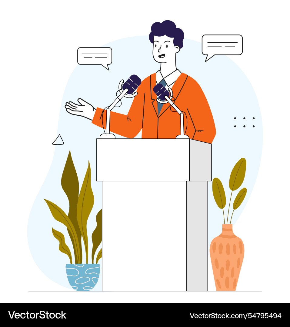 Public speaker man young guy on podium Royalty Free Vector