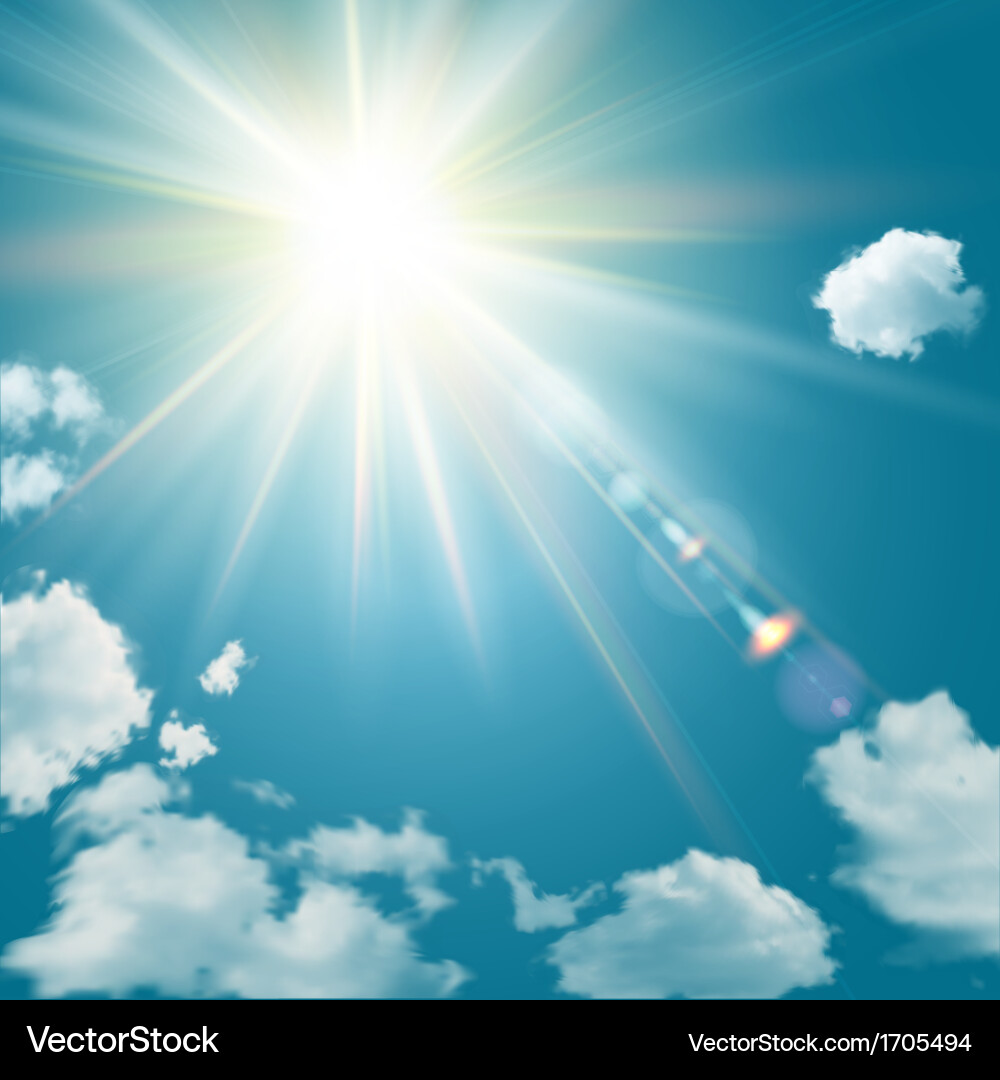 Realistic shining sun with lens flare Royalty Free Vector