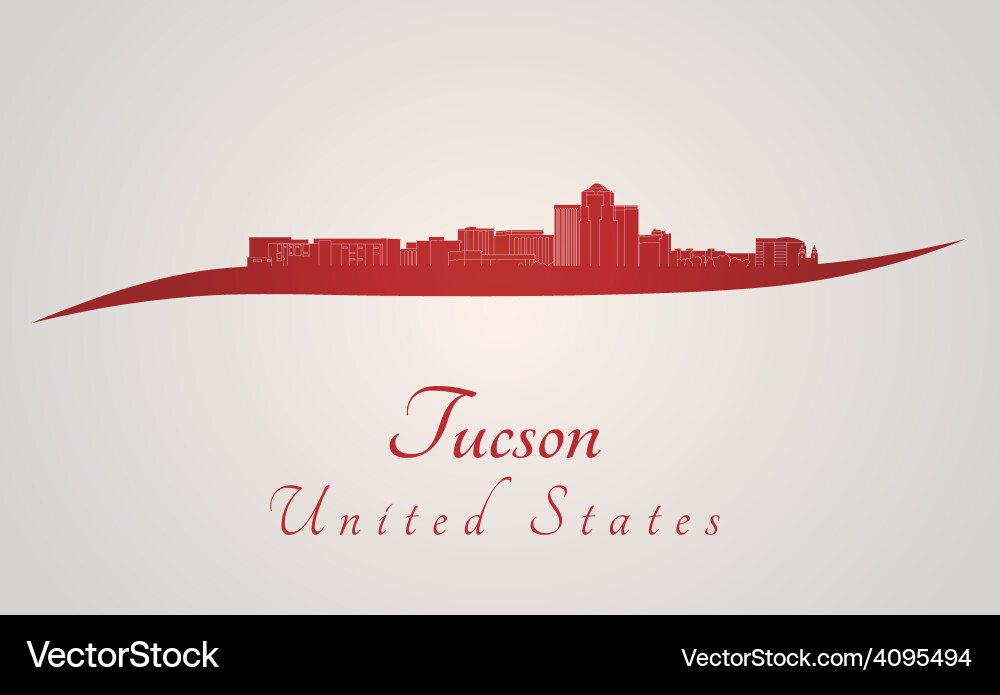 Tucson skyline in red Royalty Free Vector Image