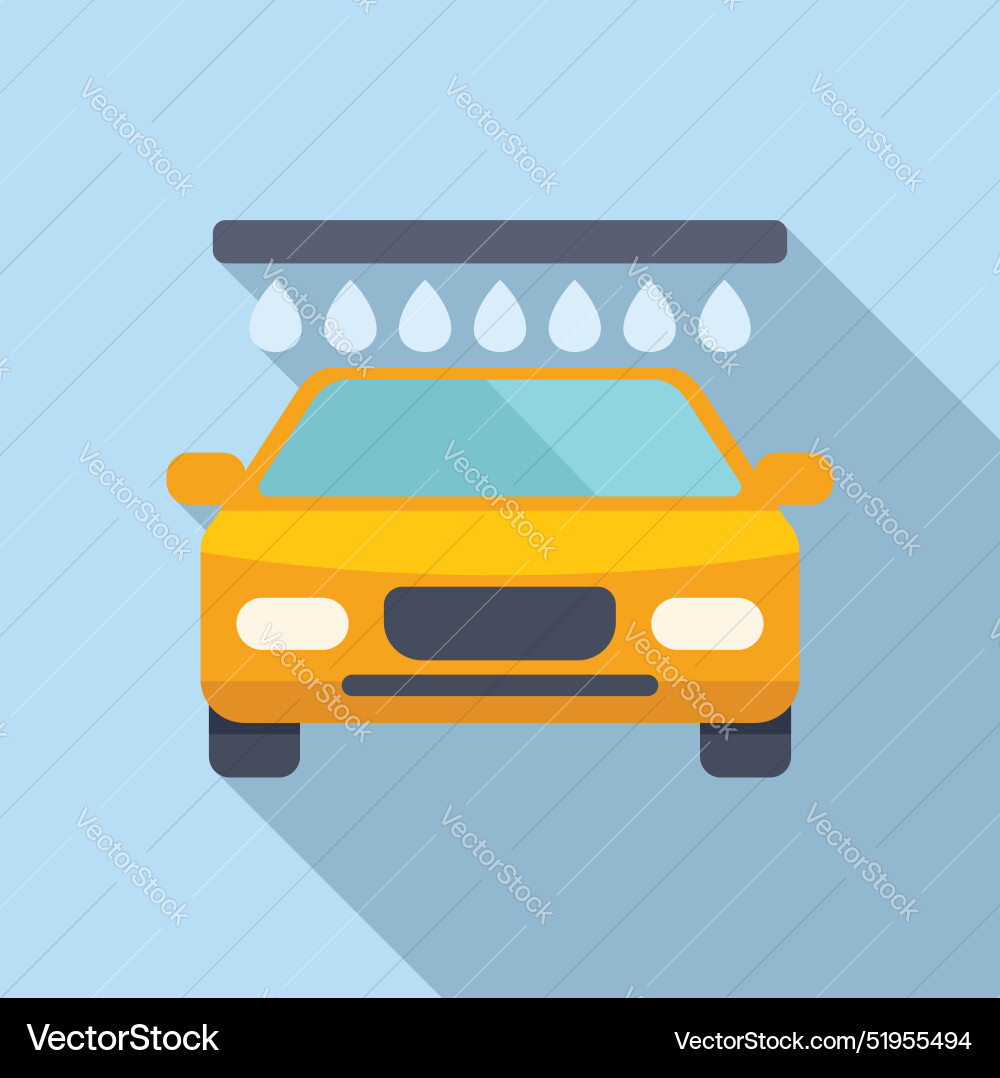 Yellow car getting washed in automatic car wash Vector Image