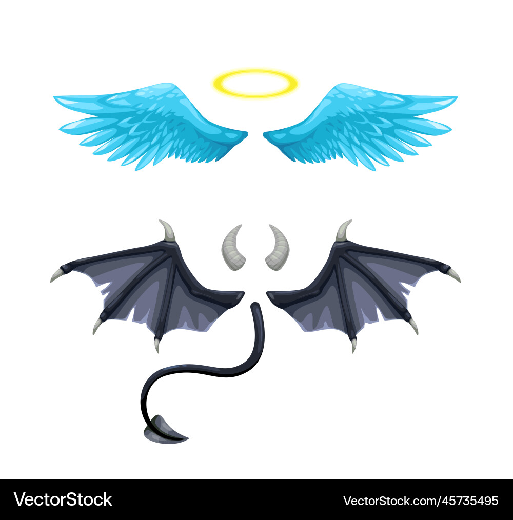 Angel and devil traditional elements icons Vector Image