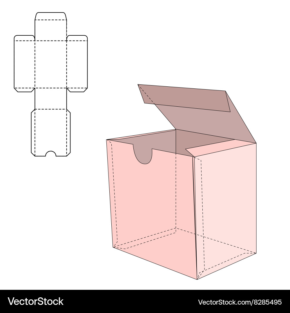 Box die line template Royalty Free Vector Image