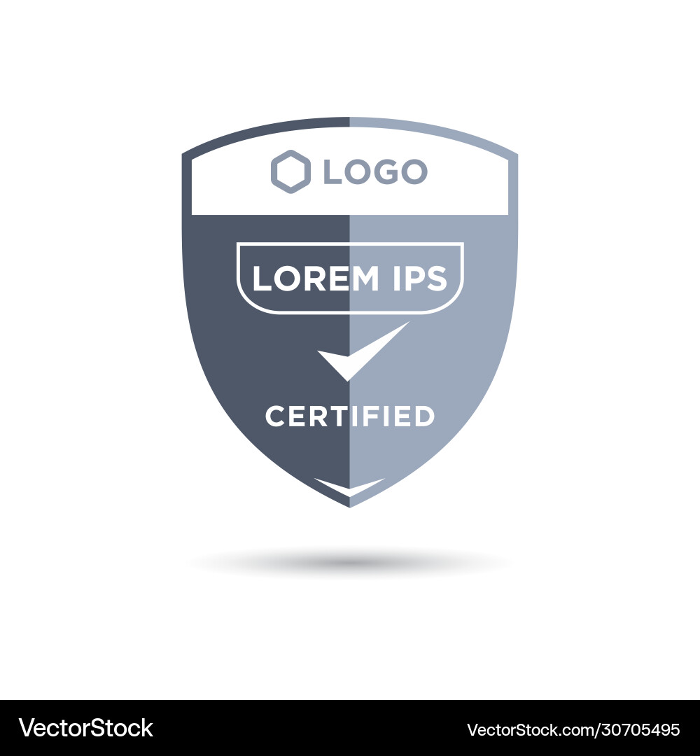 Certified badge logo iso template Royalty Free Vector Image