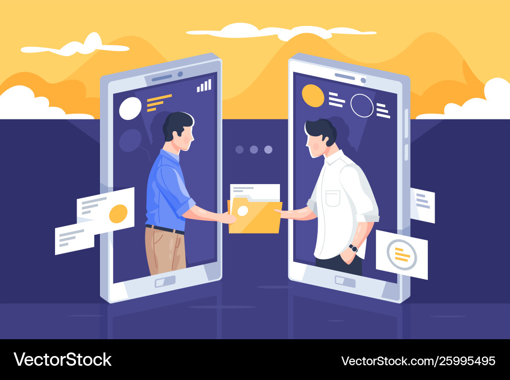 File sharing via internet Royalty Free Vector Image