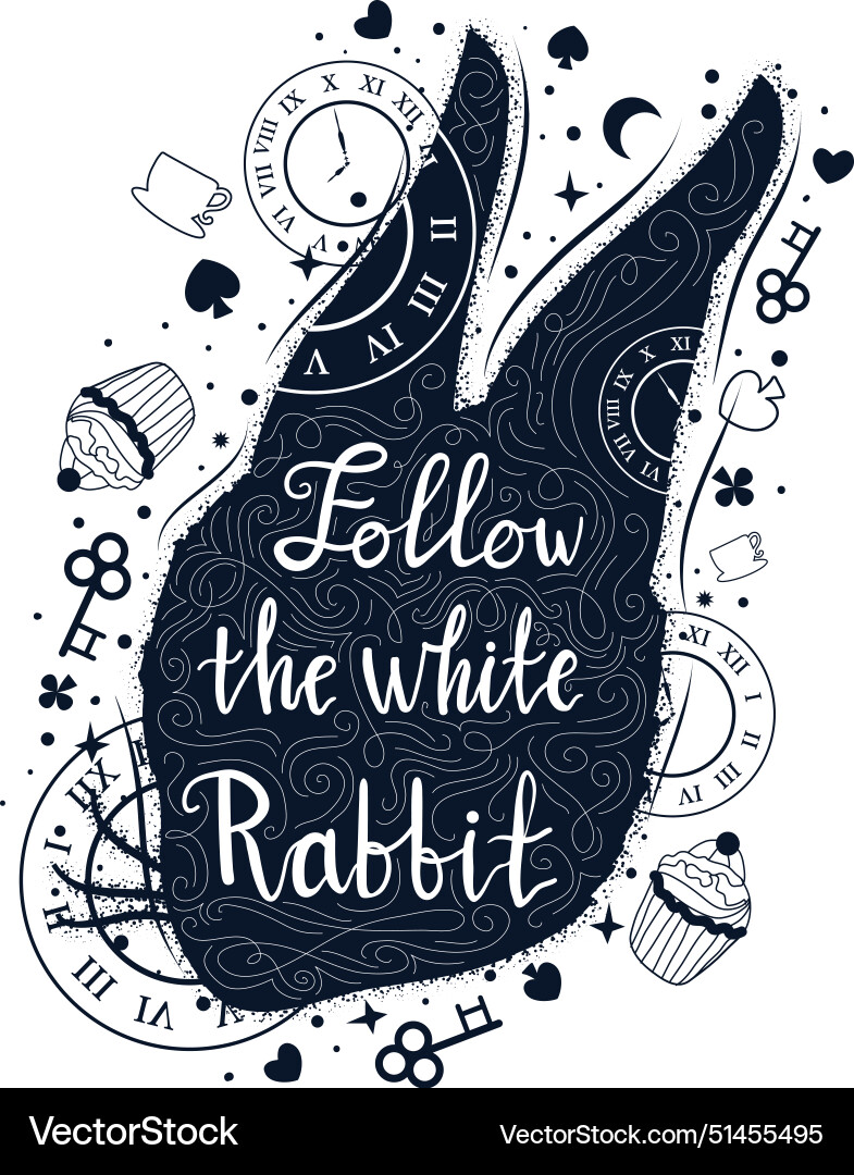 Follow the white rabbit vintage Royalty Free Vector Image